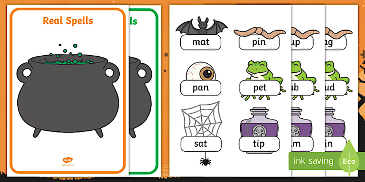 Halloween Themed Phase 2 Real and Nonsense Words Activity