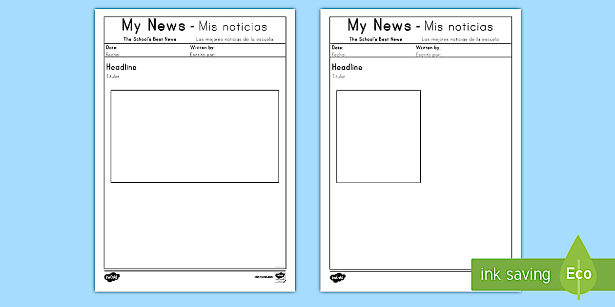 My News Writing Template English/Spanish - My News Writing Template