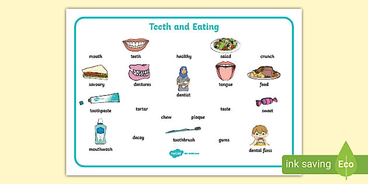 Editable Teeth And Eating Word Mat (teacher made) - Twinkl