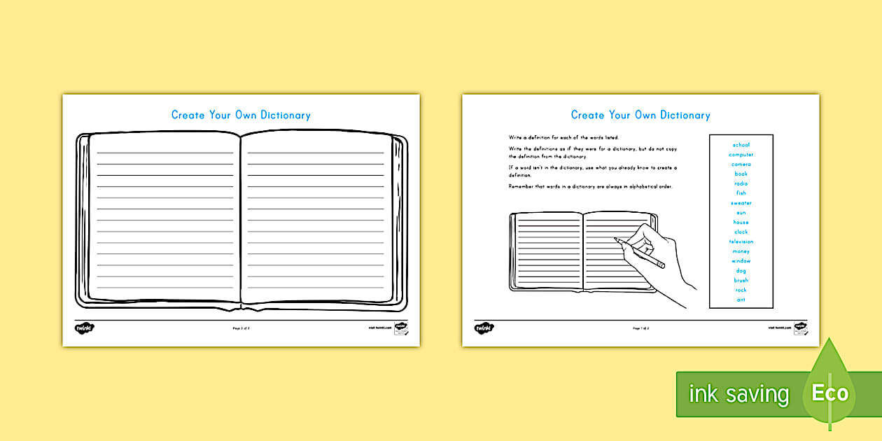 Create Your Own Dictionary Template (Teacher-Made) - Twinkl