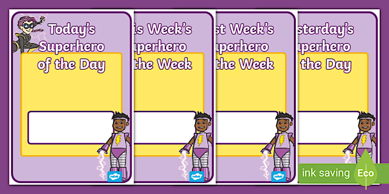 Editable Superhero of the Day and Week Display Posters