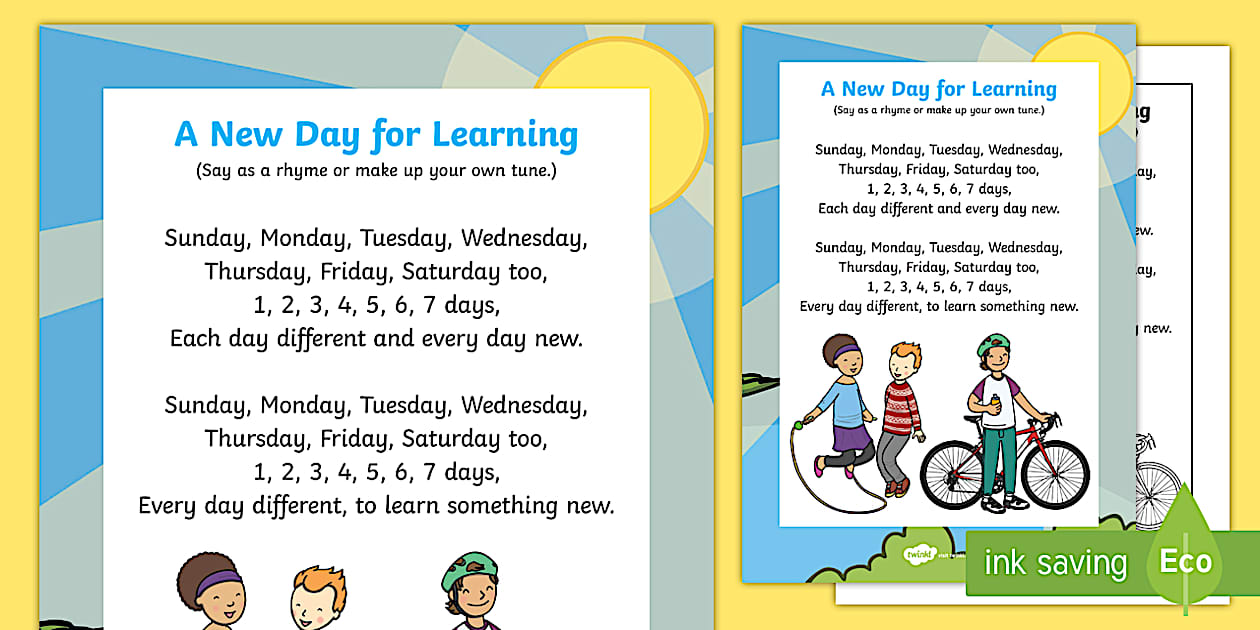 A New Day for Learning Rhyme (teacher made) - Twinkl