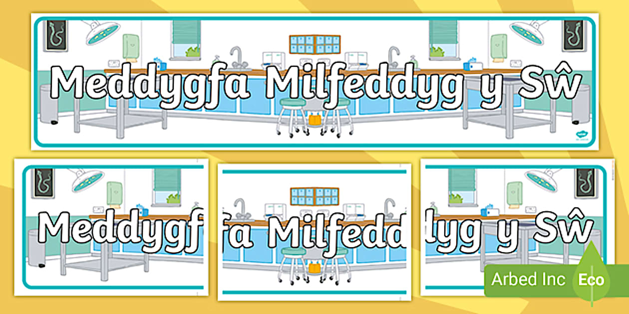 Baner Arddangos Chwarae Rôl Meddygfa Milfeddyg y Sŵ