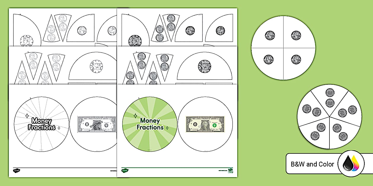 Money Fraction Circle Puzzles (professor feito) - Twinkl