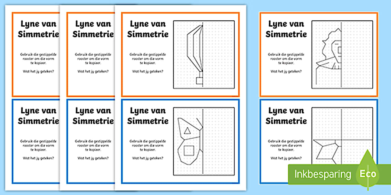 Reflektiewe Simmetrie Uitdagingskaarte - Twinkl