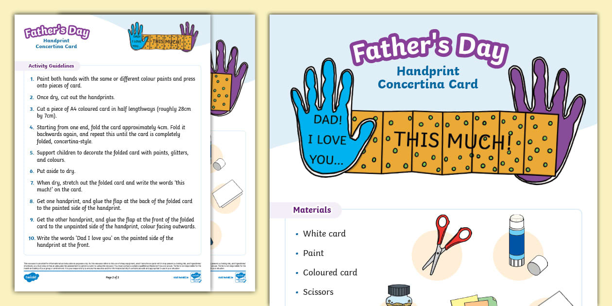 Father's Day Handprint Concertina Card