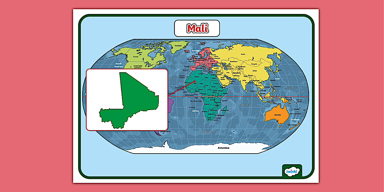Mali Map in Africa Display Poster (Teacher-Made) - Twinkl