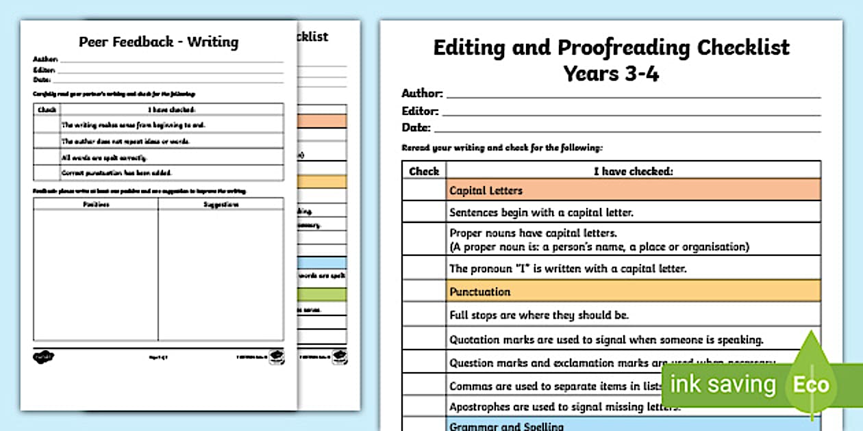 Editing and Proofreading Checklist | Y3-4 Resources - Twinkl