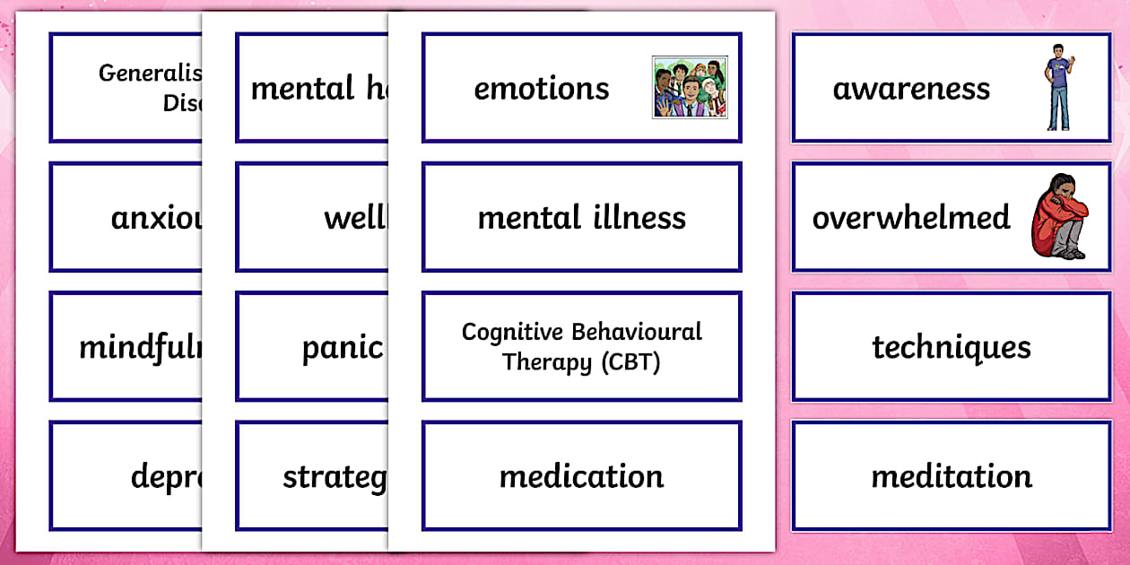 KS2 Mental Health Word Cards | Anxiety | Depression | PSHE