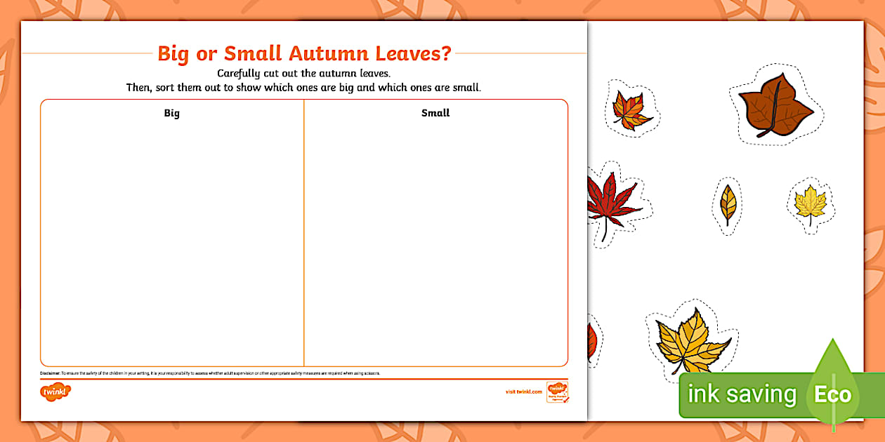 👉 Big or Small Autumn Leaves Sorting Activity - Twinkl