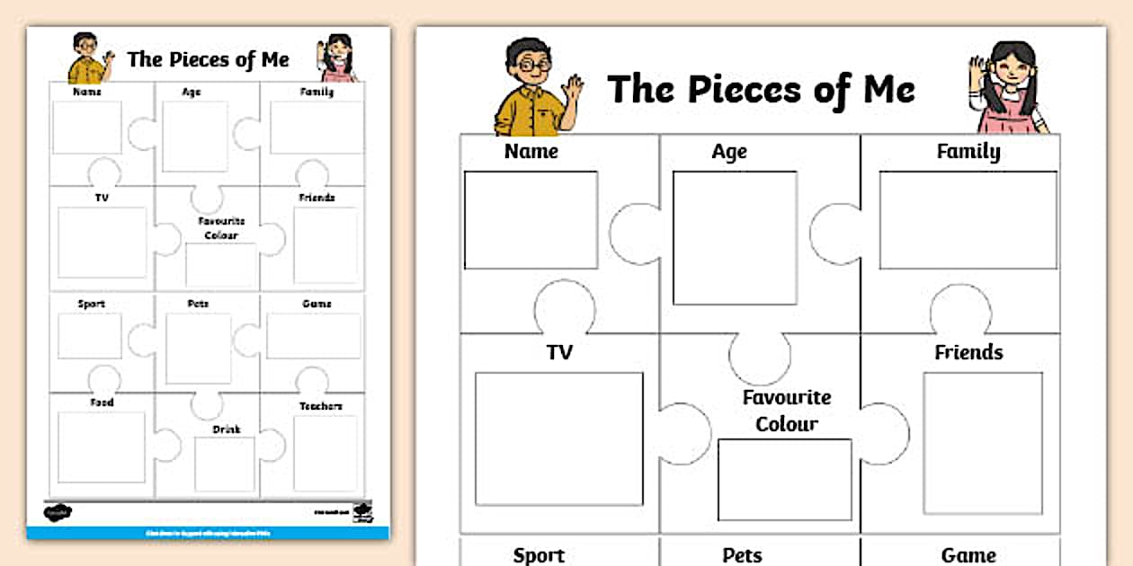 Interactive PDF: The Pieces of Me Worksheet (Teacher-Made)