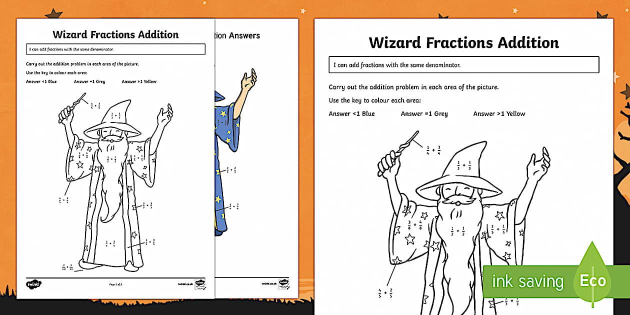 Wizard Fraction Addition Activity (teacher made) - Twinkl