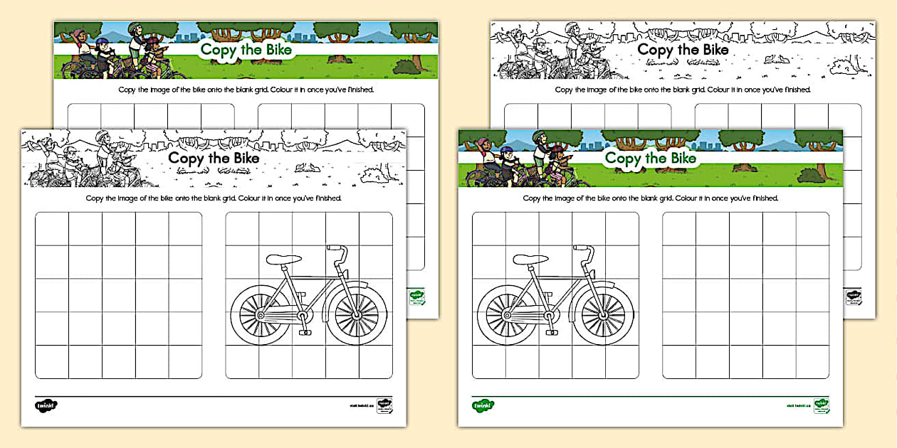 Copy the Bike Worksheet - Twinkl Arts and Crafts - Twinkl