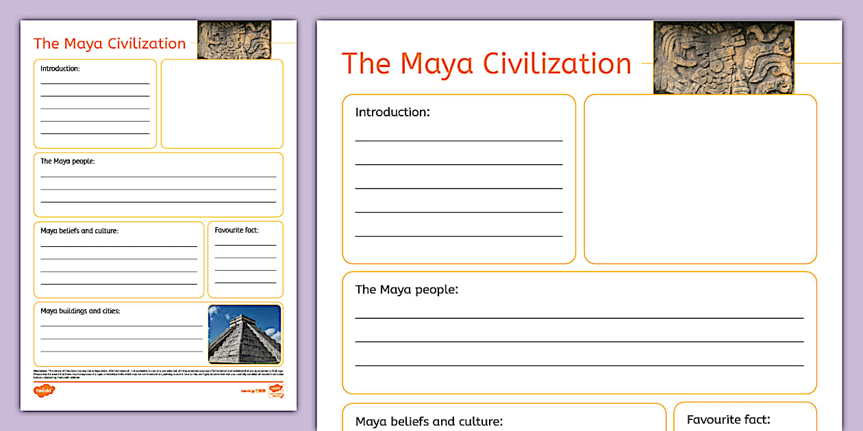 The Maya Civilization Non-Chronological Report Template
