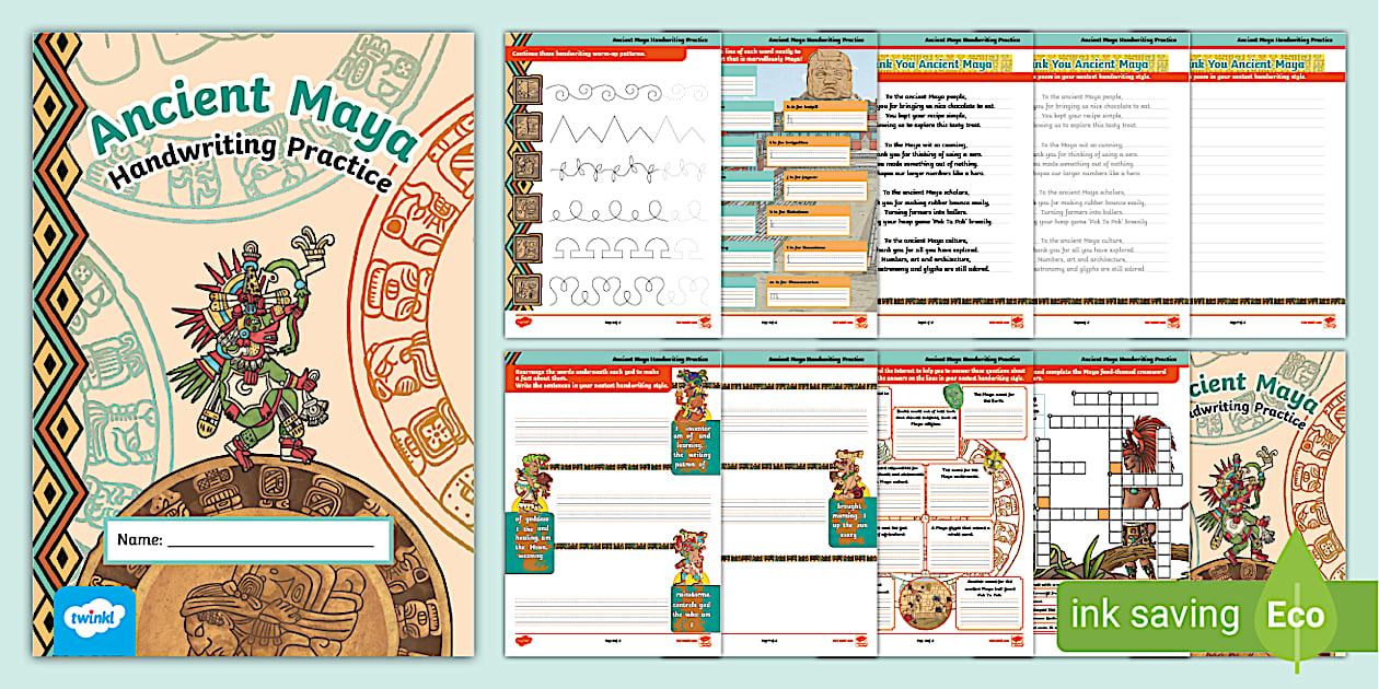 KS2 Ancient Maya Handwriting Practice Booklet (Teacher-Made)