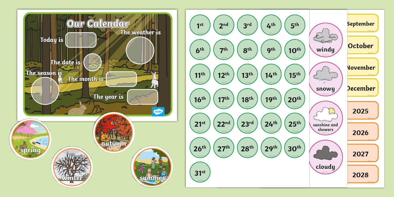 Woodland Rabbit Themed Display Calendar