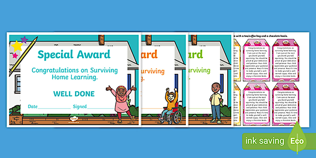 A Thank You Letter To Parents Home Learning Certificates