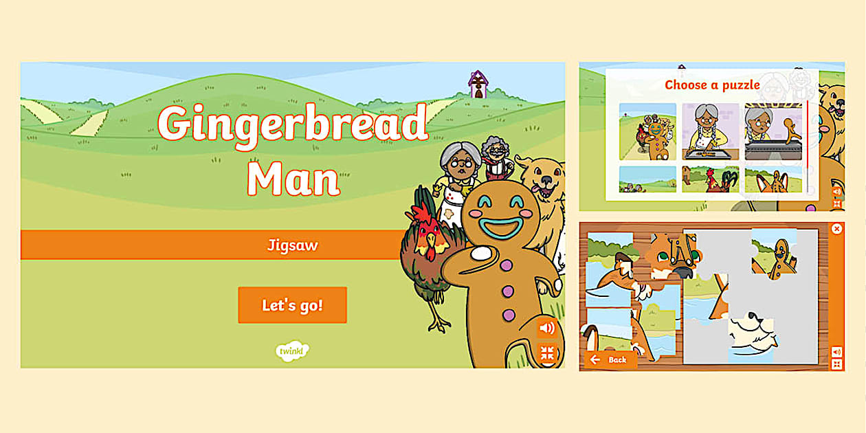 Gingerbread Man Interactive Jigsaw (teacher made) - Twinkl