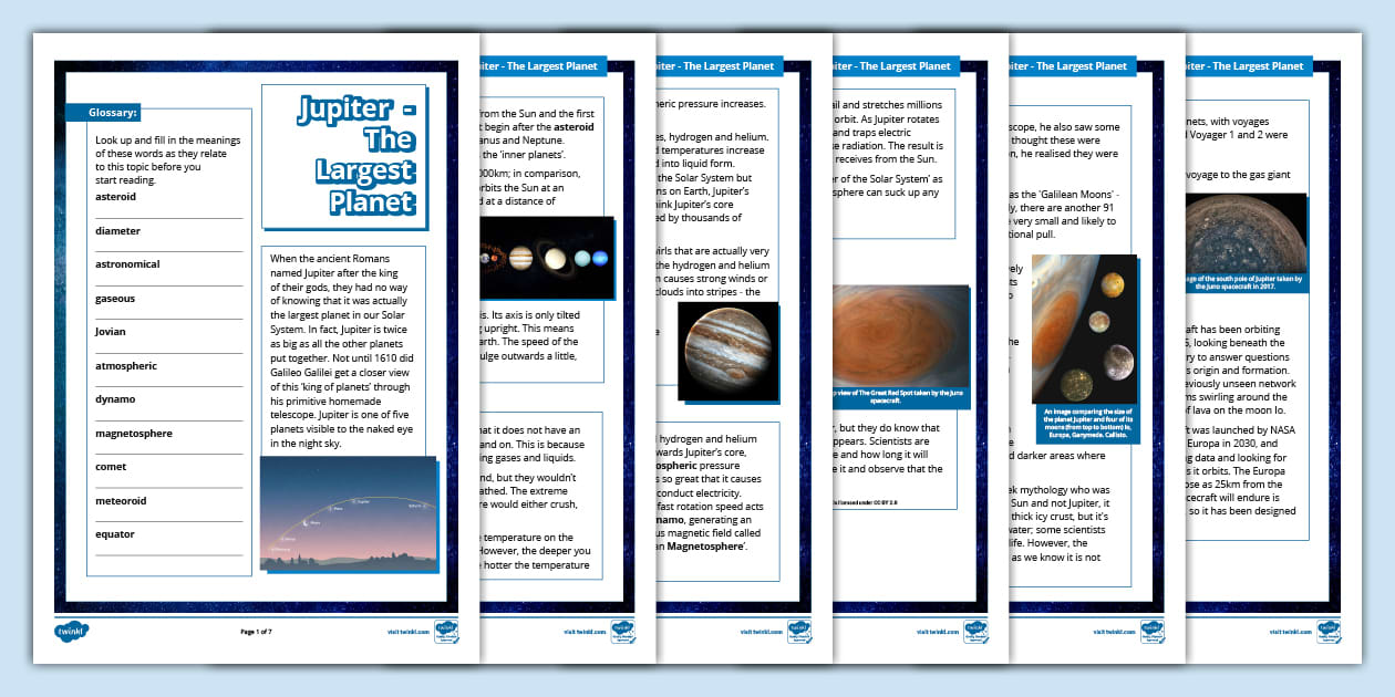 Jupiter - The Largest Planet Reading Comprehension (Phase 3)