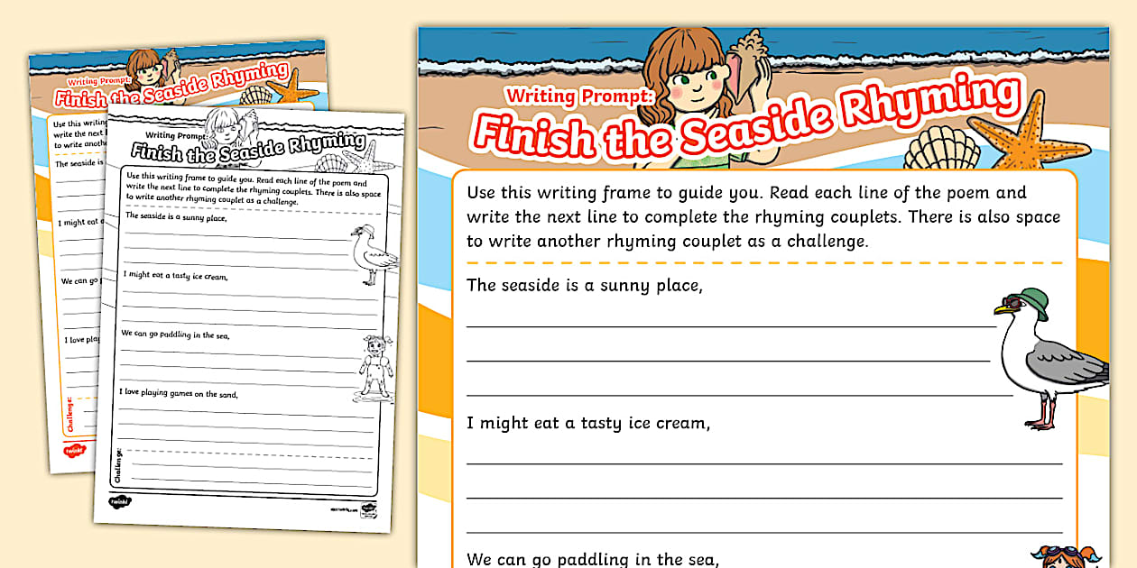 Writing Prompt: Finish the Seaside Rhyming Poem - Twinkl