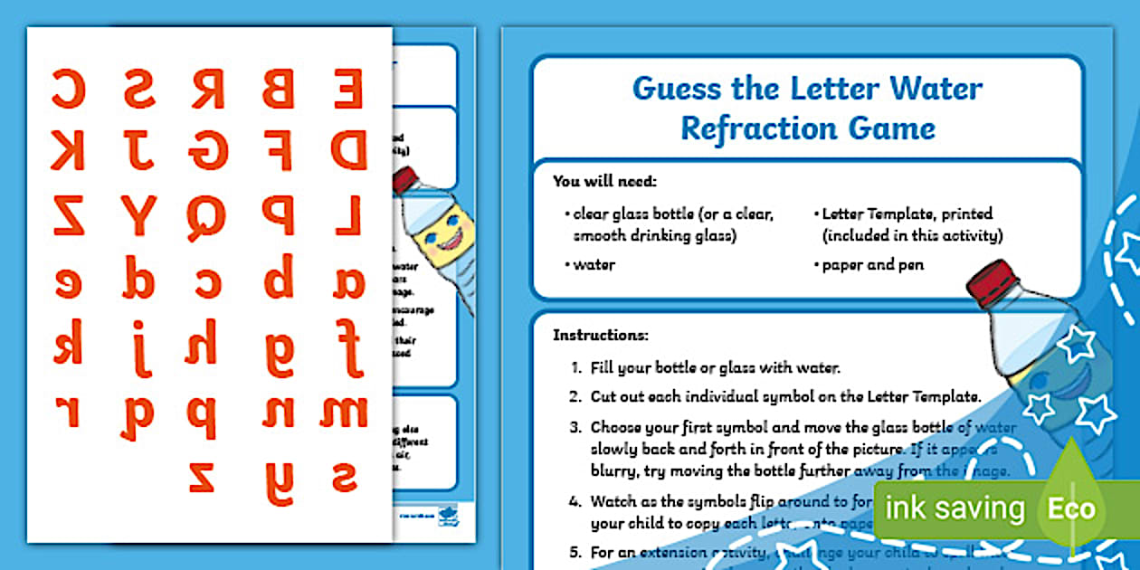 Guess the Letter Water Refraction Game (teacher made)