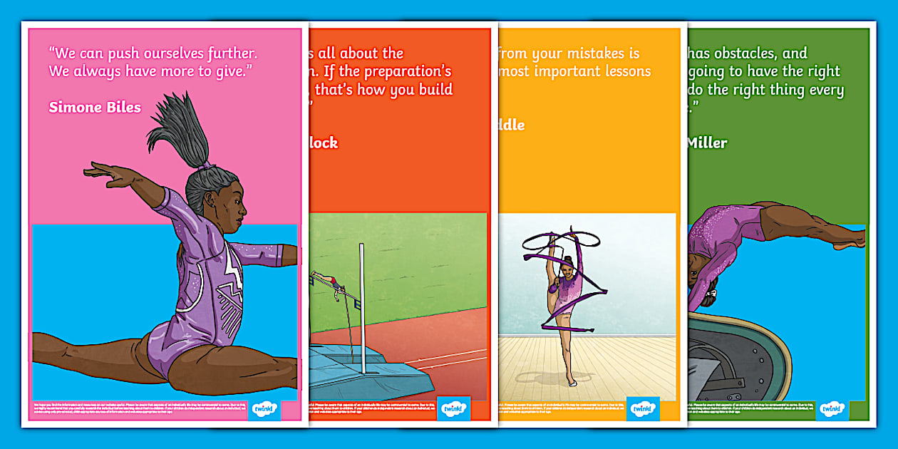 Famous Gymnast Quotes Display Poster Pack - Twinkl