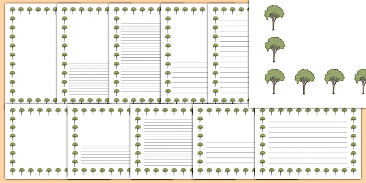 Elm Tree Themed Page Borders (Teacher-Made) - Twinkl