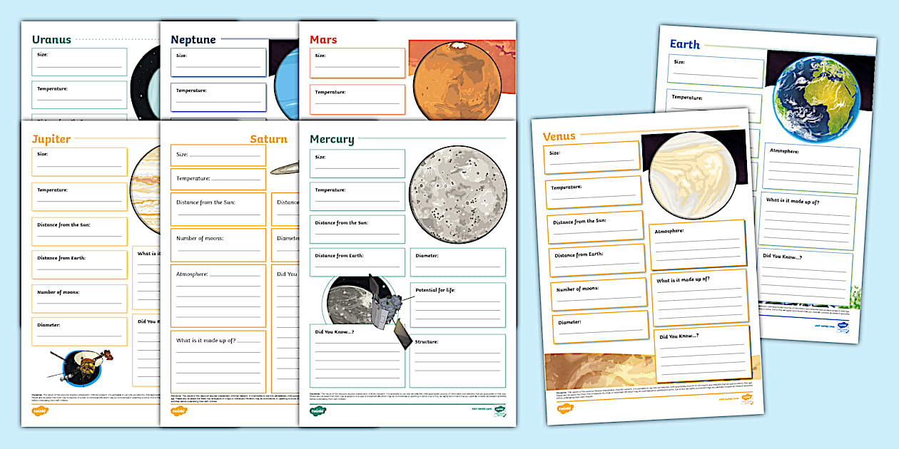 Planet Fact File Templates Pack