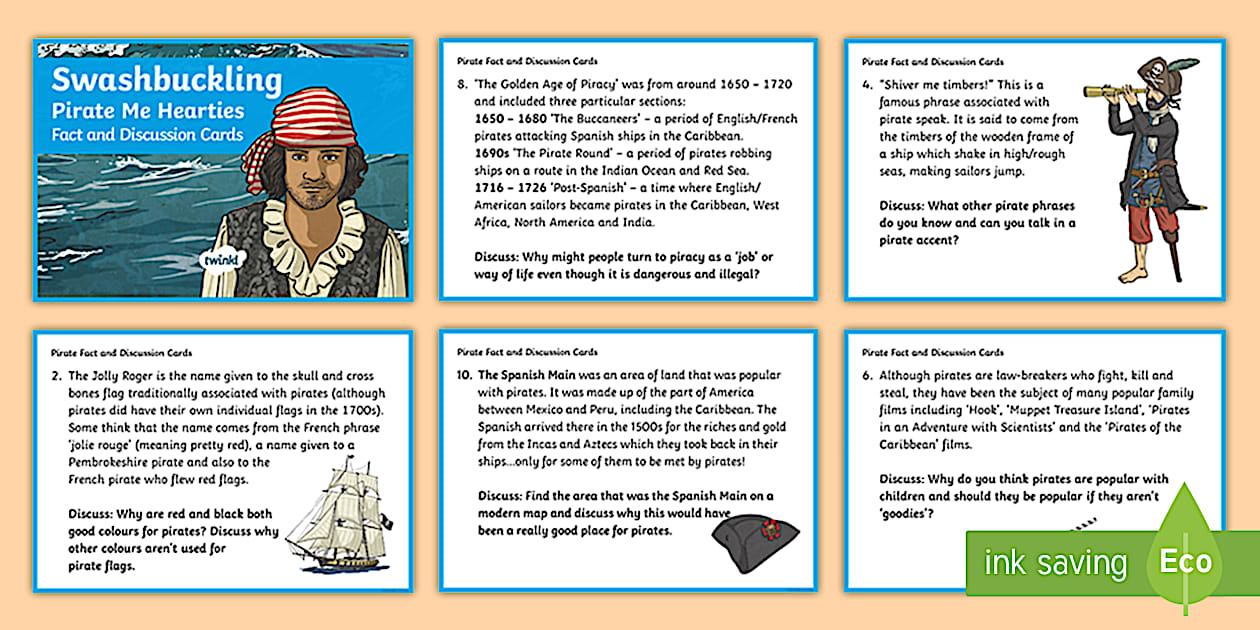 KS2 Pirate Fact and Discussion Cards (teacher made) - Twinkl