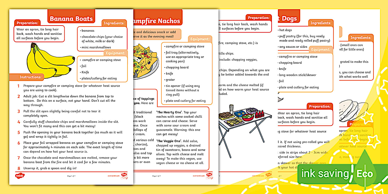 Campfire Recipes (teacher made) - Twinkl