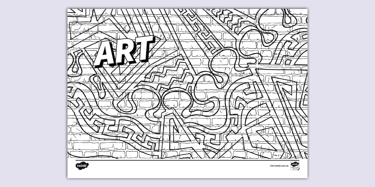 Street Art Graffiti Colouring Page (teacher made) - Twinkl