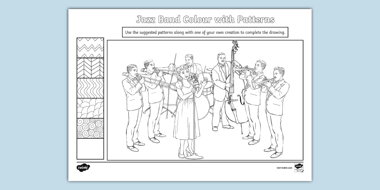 Jazz Band Colour with Patterns Activity (teacher made)
