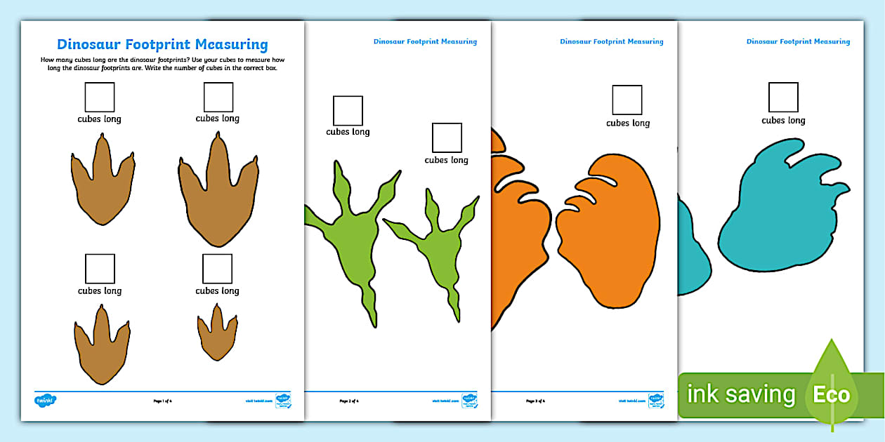 👉 Dinosaur Footprint Measuring with Cubes (teacher made)