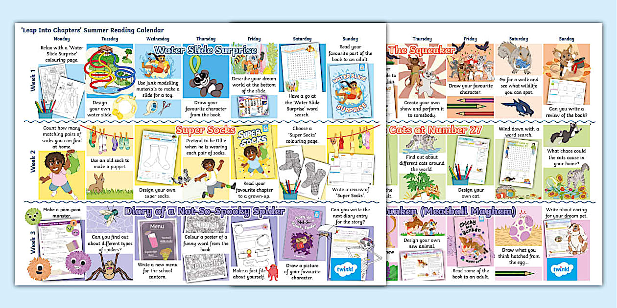 Summer Reading Calendar (Leap into Chapters) (Teacher-Made)