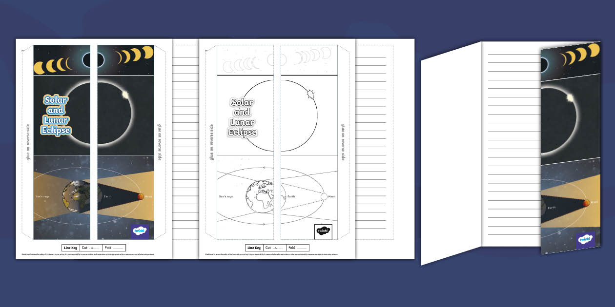 Solar and Lunar Eclipse Folding Writing Template - Twinkl