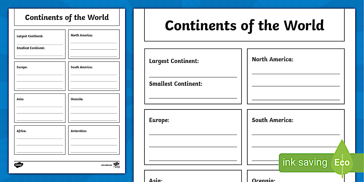 Continents Fact File Template (teacher made) - Twinkl