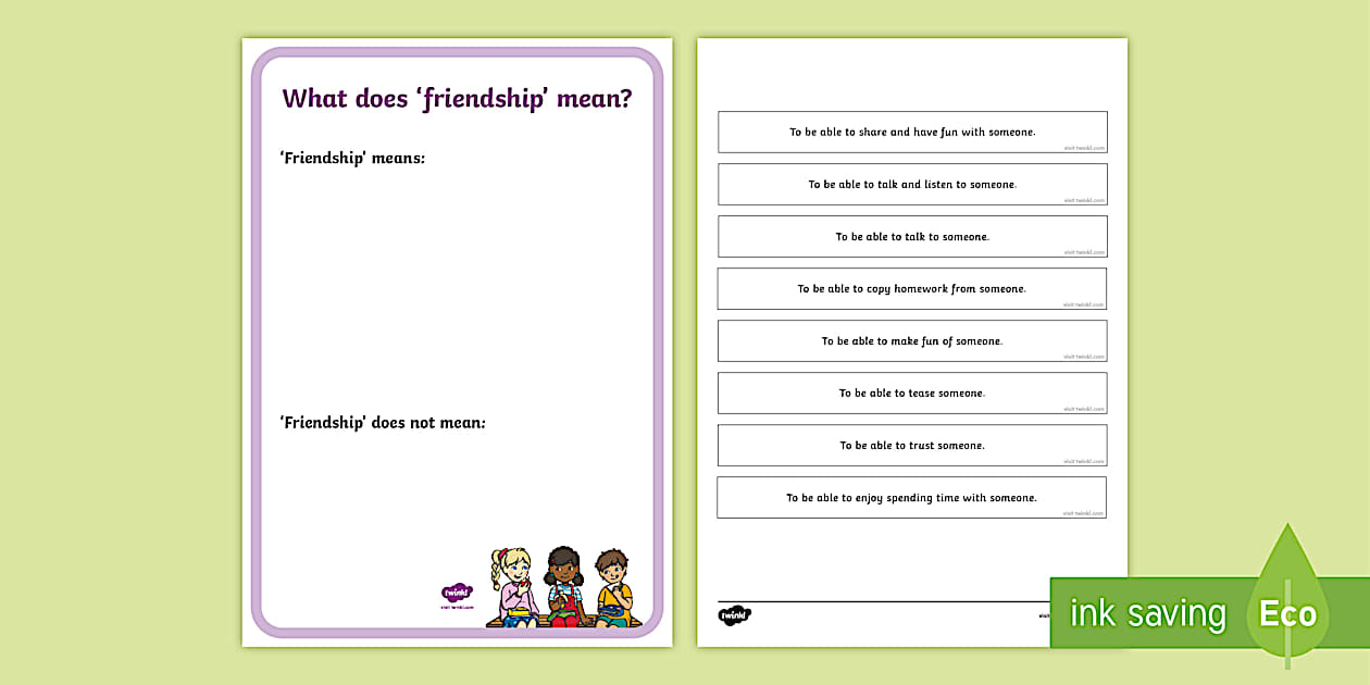 Editable What Does Friendship Mean Sorting Activity