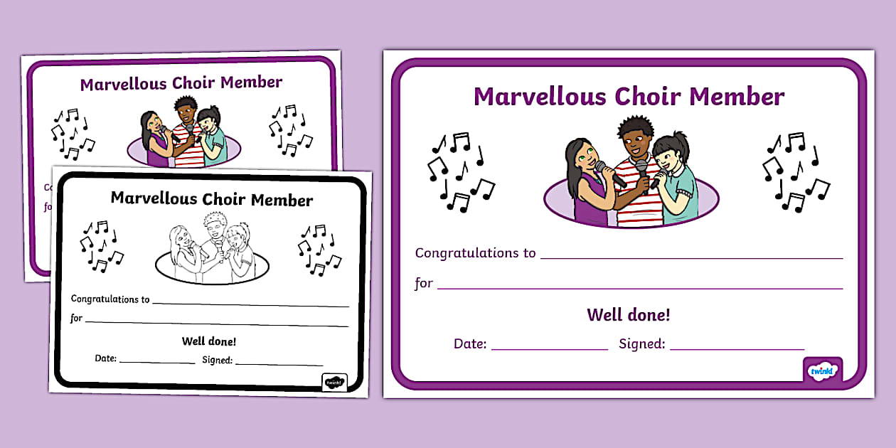 👉 Marvellous Choir Member Certificate (teacher made)
