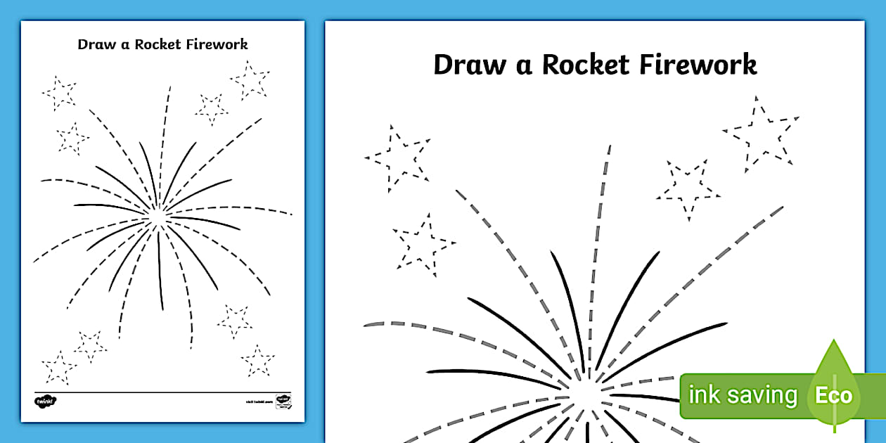 Draw a Rocket Firework Pencil Control Activity - Twinkl