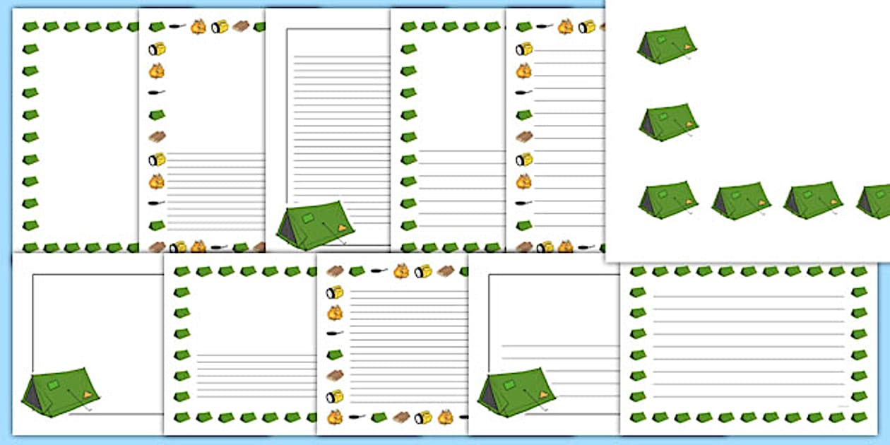 Editable Camping Page Borders (teacher made) - Twinkl