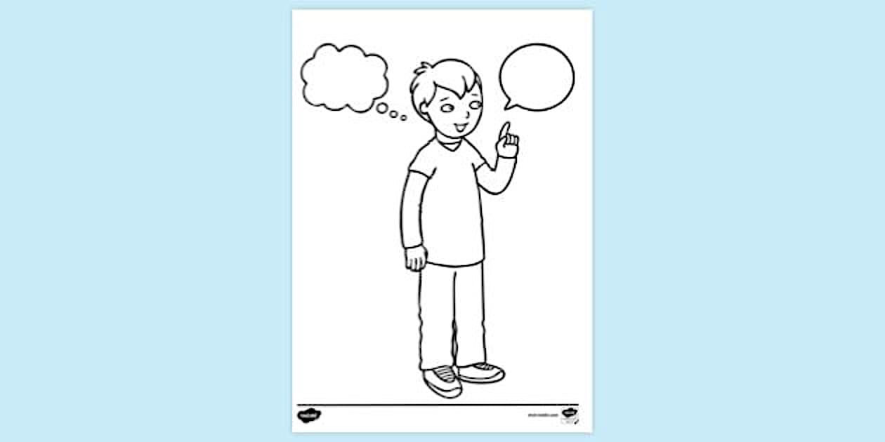 Child Boy Talking Colouring Sheet | Colouring Sheets