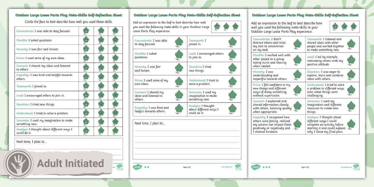 Outdoor Large Loose Parts Play Meta-Skills Self-Reflection