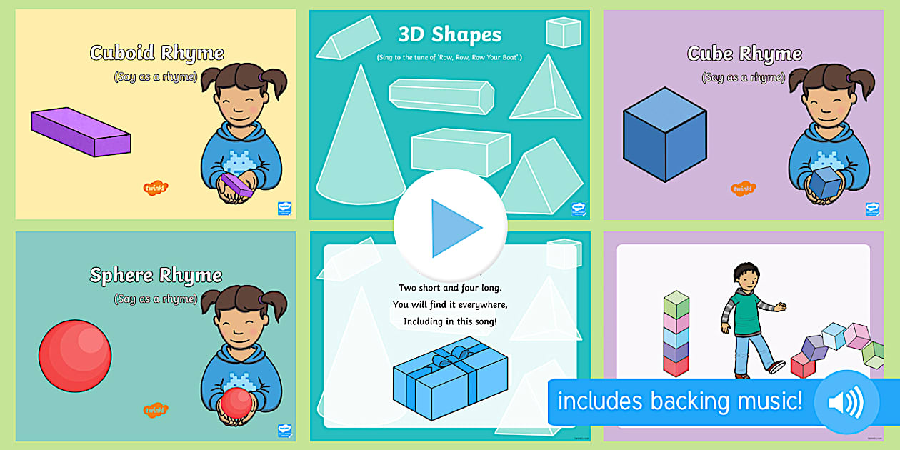 Maths: 3D Shapes Song and Rhyme PowerPoint Pack - Twinkl