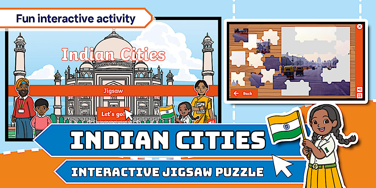 Indian Cities Interactive Jigsaw Puzzle - Twinkl