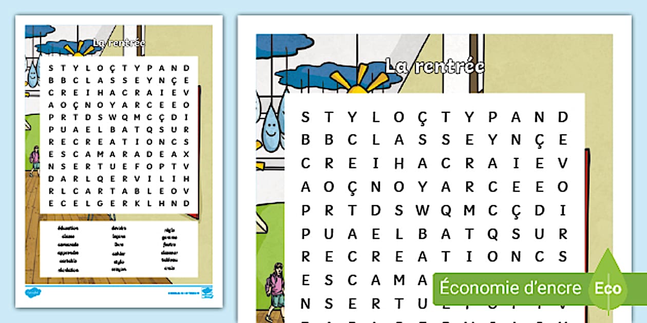 Mots mêlés : La rentrée