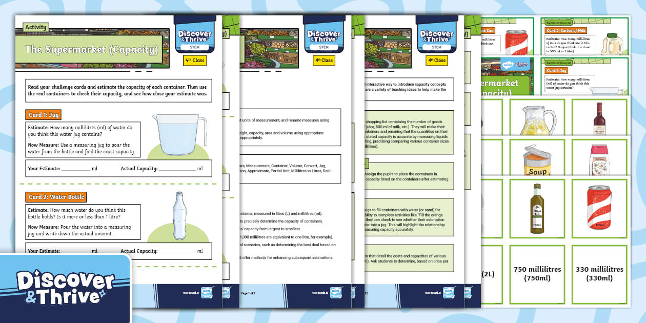 Supermarket Capacity/ Fourth Class Activity Pack - Twinkl