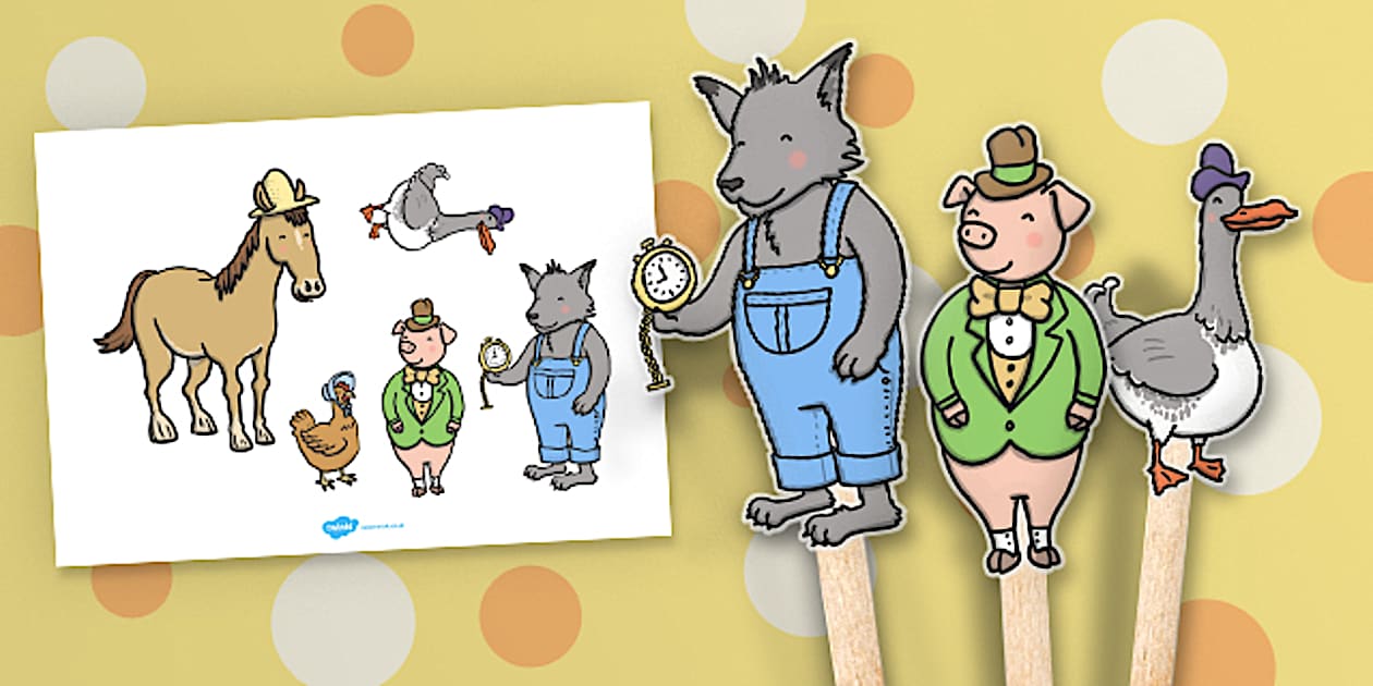 Stick Puppets to Support Teaching on What's The Time, Mr Wolf?