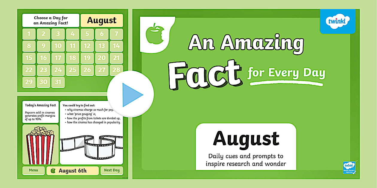 An Amazing Fact a Day August PowerPoint (Teacher-Made)