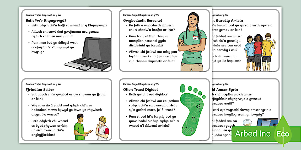 Diwrnod Diogelwch ar y We: Cardiau Trafod CC2 (teacher made)