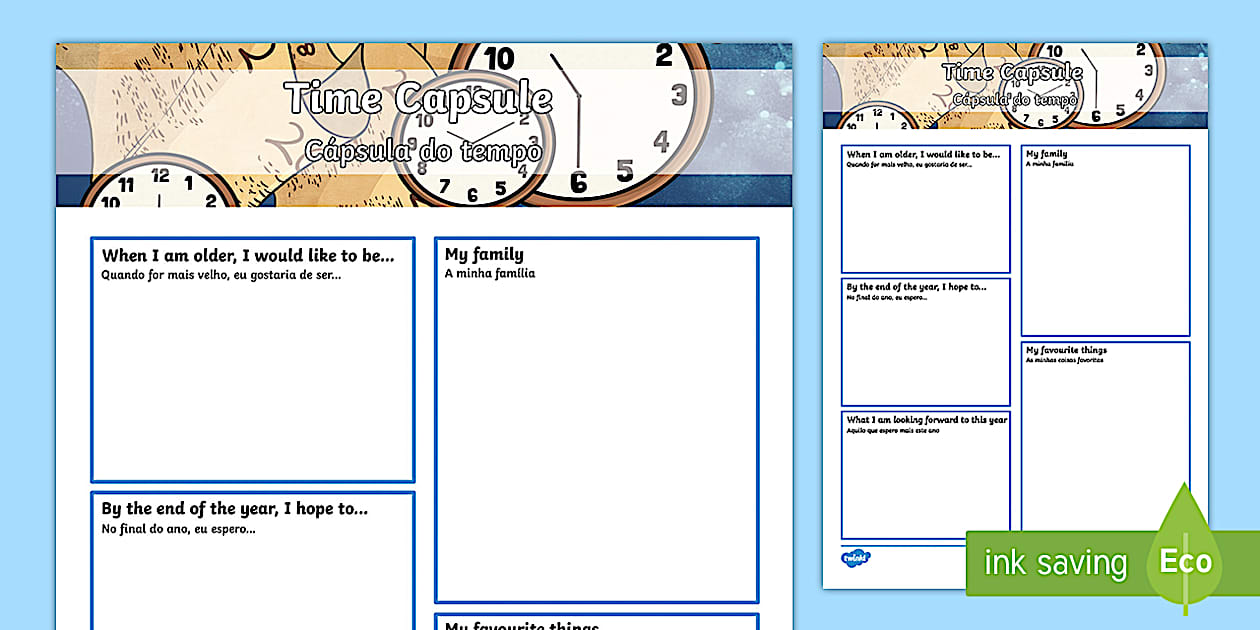 Time Capsule Transition Writing Frame English/Portuguese - Time Capsule